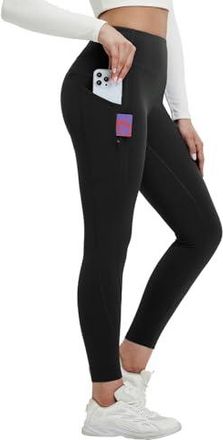 Baleaf Legging dentra&icirc;nement cargo taille haute avec poches pour femme - 63,5 cm - Contr&ocirc;le du ventre - Legging de gym et course &agrave; pied, Noir, XXL