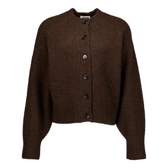 Zenggi Lamb Silk Round Neck Cardi - - Knitwear - Damen - Braun - S