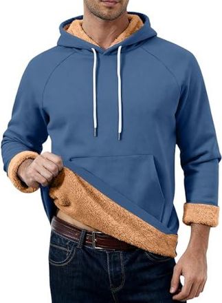 Generic Sweat &agrave; capuche pour homme - Cordon de serrage - T-shirt &agrave; manches longues - Couleur unie - Sweat &agrave; capuche doubl&eacute; - Confortable - Pull en polaire d&eacute;c