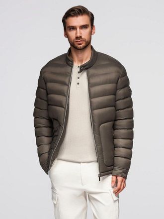 Ombre Winterjacke Klassische gesteppte Herrenjacke mit Stehkragen