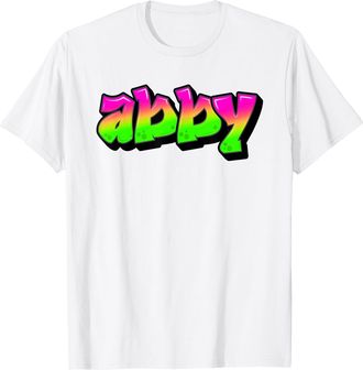 BDAZ Abby Graffiti Personalisierter Name Gr&uuml;n Rosa Frauen M&auml;dchen T-Shirt