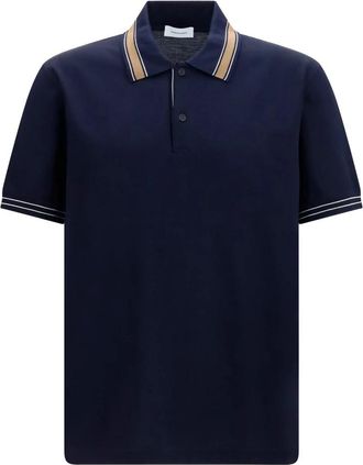 Ferragamo Polohemd aus Baumwoll-Piqu&eacute; - - Tops - Herren - Blau - S