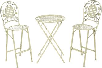 Beliani Gartenmöbel Bartisch Set Metall grün Antik-Optik klappbar romantisch Bivio