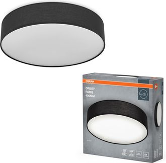 Osram ORBIS PARIS Deckenleuchte 400mm, schwarz, 2XE27-Sockel, kann mit smarter Lampe bestückt werden, modernes Design, mit Stoffschirm, geeignet für Innenrä
