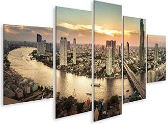 Islandburner Tableau sur Toile Paysage De Rivi&egrave;re dans Le Panorama De La Ville De Bangkok Cadre Affiche Poster Murale Tableaux