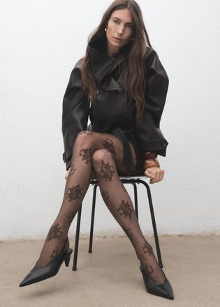 Mango Feinstrumpfhosen mit Jacquard schokolade - Damen - S - MANGO