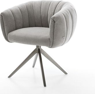 DELIFE Drehstuhl Jada-Flex Strukturstoff Soft Grau Kreuzgestell breit Graphit 360&deg; drehbar Wippfunktion Taschenfederkern, Esszimmerst&uuml;hle