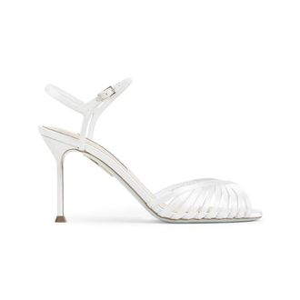 Aquazzura Sandalen - Textile Satin Hold Me Sandal - Gr. 37,5 (EU) - in Wei&szlig; - f&uuml;r Damen