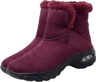 Frcolor Bottes DHiver Femme Chaudes &agrave; Doublure en Peluche Bottes Neige -Mollet Antid&eacute;rapantes Couleur Rouge Fonc&eacute; Taille 38 Chaussures Outdoor Confortables po