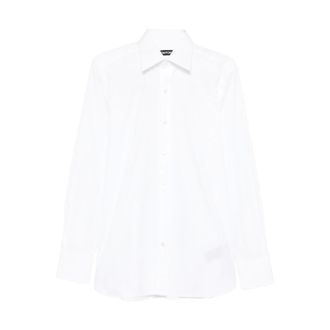 Tom Ford Homme, Chemises, Blanc, Taille: M Poplin Classic Fit Shirt
