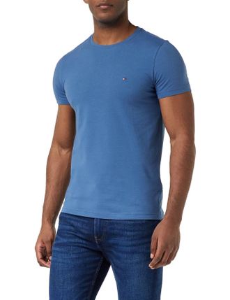 Tommy Hilfiger Herren T-Shirt Kurzarm Rundhalsausschnitt, Blau (Blue Coast), XL