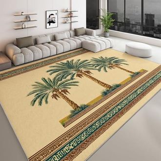 Generic Tapis Lavable &agrave; Poils Courts, Tapis Antid&eacute;rapant Doux R&eacute;tro Minimaliste Plante Arbre pour Salon Salle &agrave; Manger Chambre &agrave; Coucher et Bureau - D&eacute;coratio