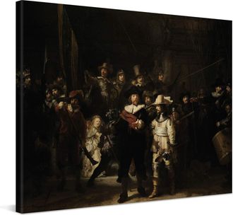 Picanova Rembrandt - The Night Watch 80x60cm - Bild auf Leinwand - Premium Kunstdruck Auf 2cm Holz-Keilrahmen Für Schlaf- Und Wohnzimmer - Klassische Kunst