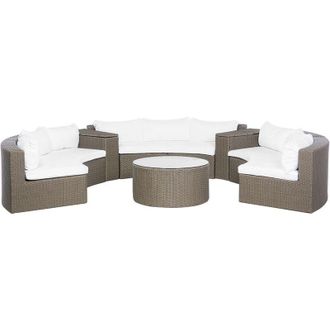 Beliani Beliani - Salon de Jardin en Faux Rotin en Forme de u rangement Marron Severo