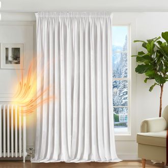 Deconovo Samtvorhang Blickdicht Gardinen mit Kr&auml;uselband Velvet Curtains Samt Vorh&auml;nge Thermovorhang f&uuml;r Wohnzimmer Schlafzimmer, 245x300cm(H&ouml;hexBreite), Wei&szlig;,