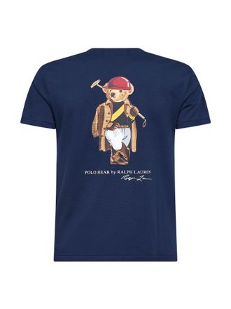 Polo Ralph Lauren Mens Navy Blue Polo Bear Custom Slim-Fit T-Shirt Cotton T-Shirts And Polos