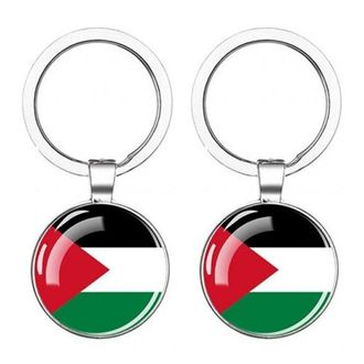 Generic Lpitoy Pal&auml;stina-Flaggen-Schl&uuml;sselanh&auml;nger, Glas-Legierungsschl&uuml;sselanh&auml;nger, runder doppelseitiger Pal&auml;stina-Flaggen-Schl&uuml;sselanh&auml;nger, Souvenirgesch