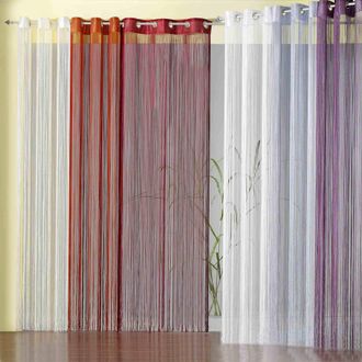 Heimtexland Fadengardine Fadenvorhang mit Ösen Fadenstore Vorhang als Raumteiler Insektenschutz Perlenvorhang Gardie Typ123 (245x98, Flieder Verlauf)