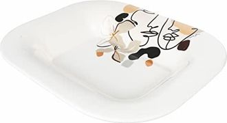 Villa D'Este Home Tivoli Rechteckige Servierteller aus Keramik, 44 x 36 cm, Face to Grey