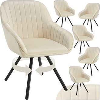 TecTake Lot de 6 Chaises de Salle &agrave; Manger Pivotantes Modernes Fauteuil Salon Velours Chaise Rembourr&eacute;e Confortable Chaise Design Meuble Salon pour Salle &agrave; Ma