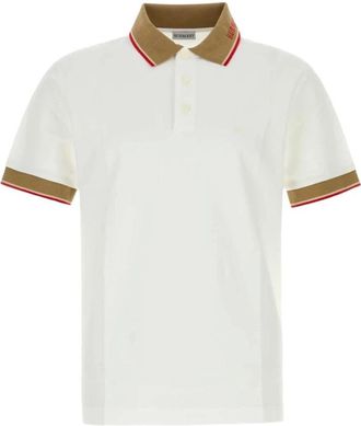 Burberry Homme, Tops, Blanc, Taille: 2XL Polo en coton avec col logo