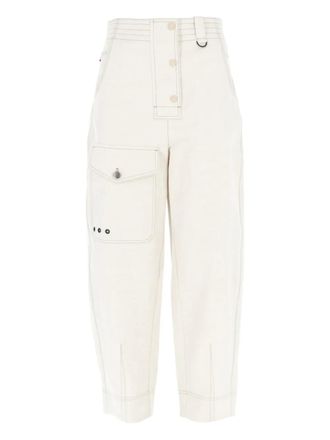 Moncler pantalon &eacute;vas&eacute; &agrave; boutonni&egrave;re - Tons neutres
