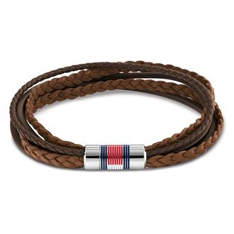 Tommy Hilfiger Jewelry Geflochtenes Lederarmband f&uuml;r Herren Braune Farbe - 2790425