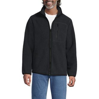Lands End Teddyfleece-Jacke mit Rei&szlig;verschluss, Herren, Gr&ouml;&szlig;e:56-58 regular, Blau, Polyester, by Lands End