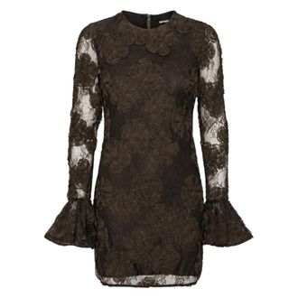 Rotate 3D Blumen Mini-Kleid mit langen &Auml;rmeln - - Dresses - Damen - Braun - M