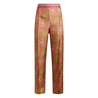 Etro Femme, Pantalons, Multicolore, Taille: 40 FR Pantalon Bootcut avec Imprimé Cachemire et Feuillage Placé