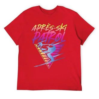Generic Retro 80s Apres Ski Patrol T-Shirt Homme - Vintage Snow Sports Graphic Tee, Rouge, XL