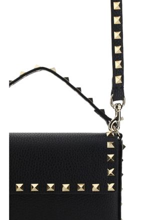 Valentino Garavani Womens Mini Shoulder Bag Rockstud Calf Leather Black