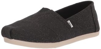 Toms Damen Loafer mit Alpargata-Druck, glitzernd, flach, Schwarz, 42 EU
