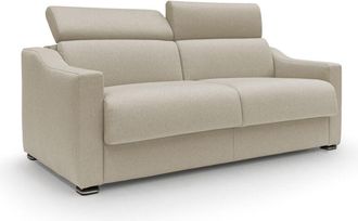 Divani.Store Divani.store - Amber Schlafsofa mit 18 cm hoher Matratze Stoff T05 211 cm (mat. 160x197) creme - panna