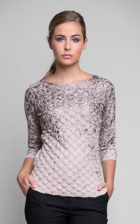 Passioni Strickpullover mit 3/4-&Auml;rmeln und Metallic-Folienverzierung