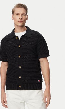 Tommy Jeans Hemd Crochet DM0DM23373 Schwarz Regular Fit