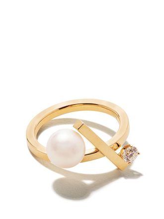 Tasaki 18kt Gelbgoldring mit Diamanten