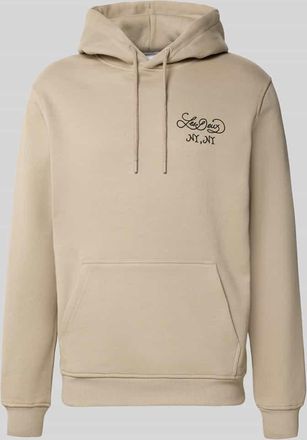 Les Deux Hoodie mit Label-Print und Känguru-Tasche