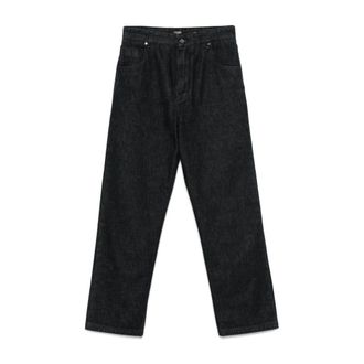 Fendi Schwarze Klassische Hose mit Logopatch - - Trousers - Herren - Schwarzk - W34