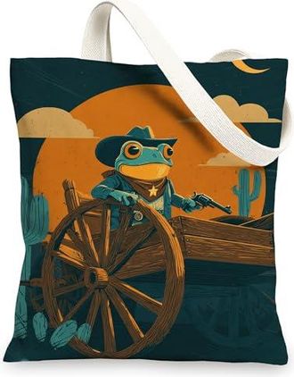 Generic Sacs fourre-tout en toile damphibiens occidentaux, réutilisables, légers et lavables avec bandoulière pour salle de sport, voyage, plage, pique-nique,