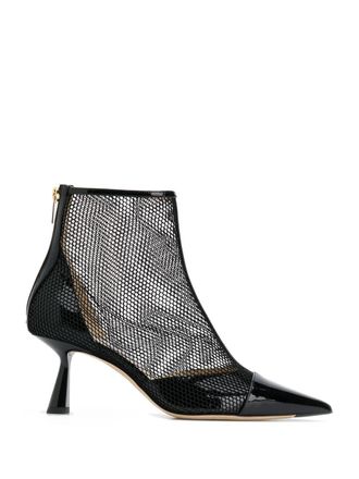Jimmy Choo London bottines Kix en mesh &agrave; fini verni - Noir