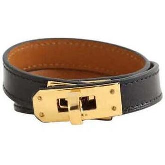 Herm&egrave;s Bracelet en cuir noir