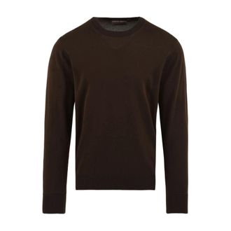 FILIPPO DE LAURENTIIS Lang&auml;rmliger Rundhals-Pullover - - Knitwear - Herren - Braun - XL