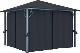 vidaXL Vidaxl - Tonnelle avec rideau 300x300 cm Anthracite Aluminium