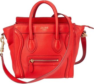 Celine Crossbody Bags - Celine Red Leather Luggage Handbag - Gr. unisize - in Rot - f&uuml;r Damen