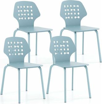 Costway Costway - costawy Chaise Salle à Manger Lot de 4, Chaise Scandinave Cuisine en pp avec Dossier Design Évidé, Hauteur dAssise 46 cm, Assemblage