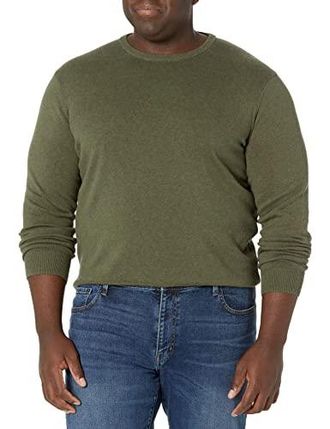 Amazon Essentials Pull à Col Rond et Manches Longues, 100% Coton (Disponible en Grandes Tailles et Grandes Longueurs) Homme, Vert Olive Chiné, XL