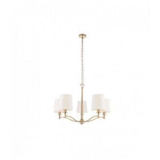 Endon Lighting Ortona - Suspension &agrave; 5 bras multiples, laiton antique mat, faux soie blanche vintage, E14