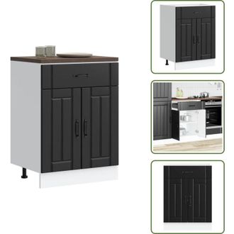 vidaXL K&uuml;chen-Unterschrank Lucca Schwarz Holzwerkstoff - K&uuml;chenunterschrank - K&uuml;chenunterschr&auml;nke - Sp&uuml;lenunterschrank - Unterschrank F&uuml;r K&uuml;che