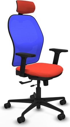 Piqueras y Crespo Ergonomischer Schulstuhl mit 2D-Armen, h&ouml;henverstellbare Lendenwirbelst&uuml;tze und h&ouml;henverstellbares Kopfteil, Blau/Dunkelorange